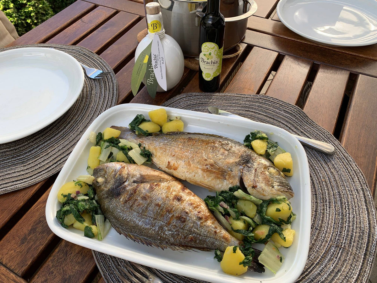 Rezept Doraden vom Grill mit Blitva (Mangold-Kartoffeln) – Uje Shop